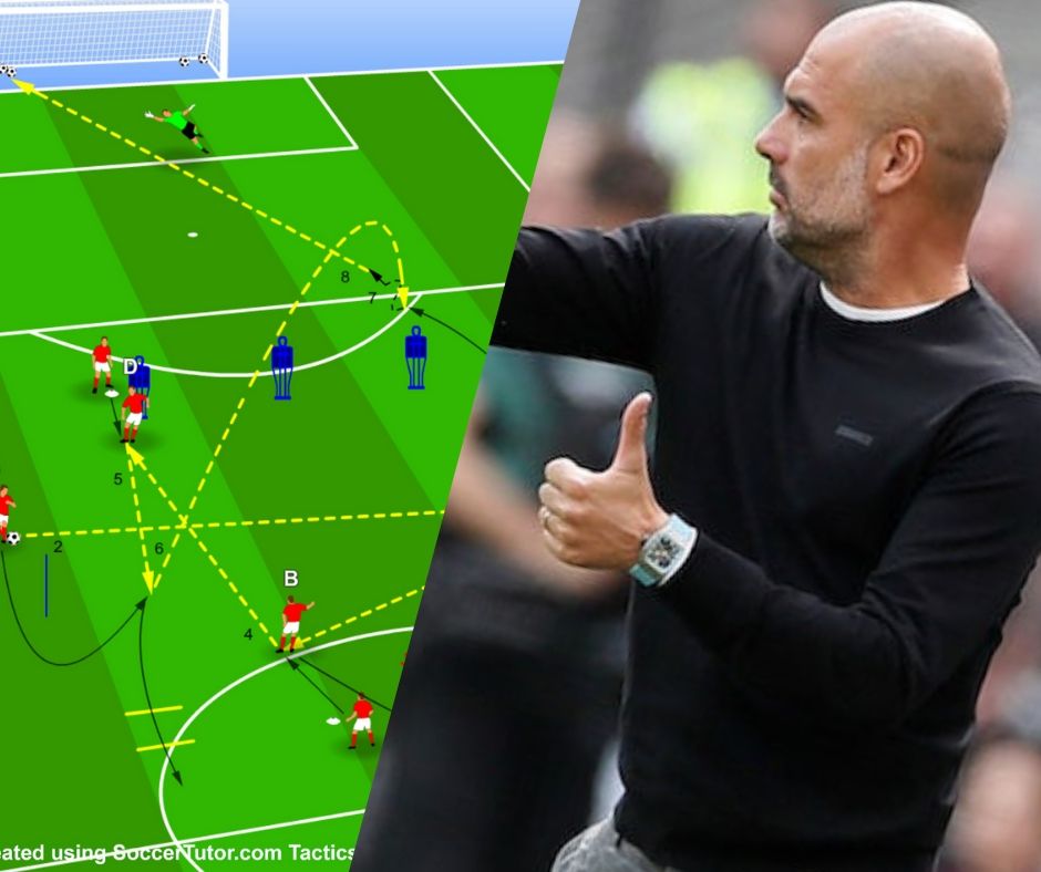 Exercițiu Pep Guardiola: circuit tehnic, rapiditate, șut la poartă ...